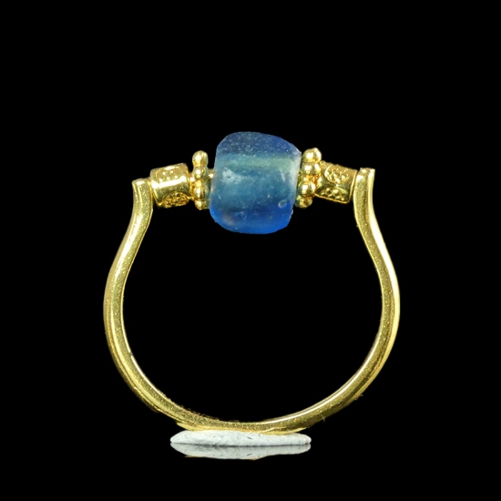 Ring With Roman Blue Glass Bead